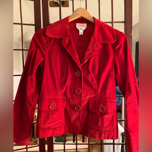 Talbots | Jackets & Coats | Talbots Red Velvet Jacket | Poshmark